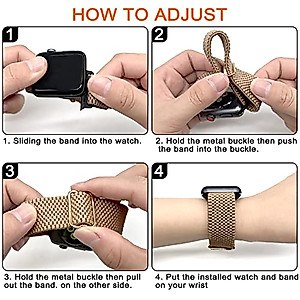 3 Pack Stretchy Nylon Band Compatible with Apple Watch Band 38mm 40mm 41mm for Women Men, Adjustable Sport Solo Loop Elastic Strap for iWatch Series Ultra/SE/8/7/6/5/4/3/2/1, White/Brown/Black