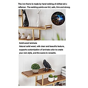 TAUODUYY Wall Shelf, Wall Mounted Bookshelf, Living Room Sofa Back Wall Display Shelf, Creative Red Wine Cabinet, Solid Wood Partition + Iron Decoration (Color : A)