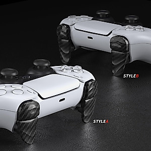 PlayVital Dune 2 Pairs Trigger Stop Shoulder Buttons Extension Kit for ps5 Controller, Stopper Bumper Trigger Extenders for PS Portal, Game Improvement Adjusters for ps5 Edge - Graphite Carbon Fiber