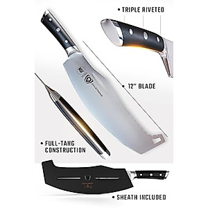 Dalstrong Rocking Cleaver Knife-12- Gladiator Series 'R'-Limited Edition- Collector Set -Razor Sharp-Black Handle-Giftable Meat, Vegetable Knife-w/Sheath-NSF Certified