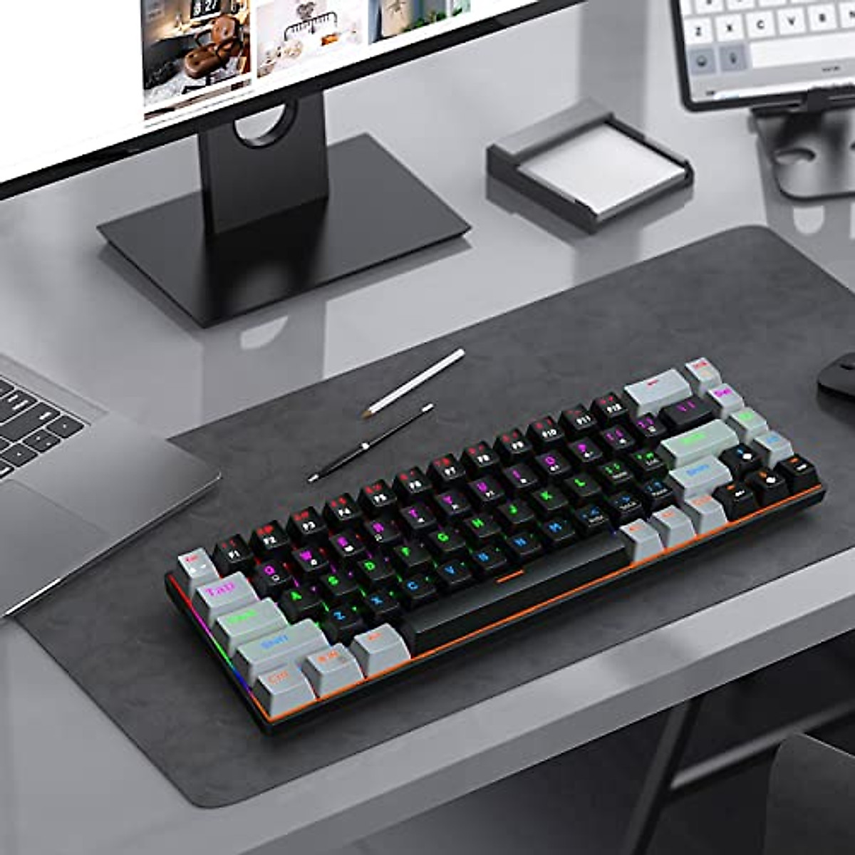 Mechanical Keyboard,68‑Key RGB Backlit Gaming Mechanical Keyboard,Support 20 Kinds of Super Dazzling Led Light Effects,Plug and Play,for General Desktop and Notebook Computers(Black (Green Shaft))
