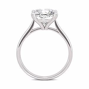 Charles & Colvard Created Moissanite 9mm Cushion Cut Solitaire Ring for Women | 3.3 cttw DEW | Lab Grown | Solid 14K White Gold with Rhodium | Size 7.5