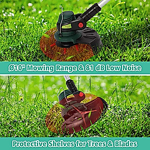 20V Cordless String Trimmer, 70min Lithium-Ion Brushless Trimmer, Yard, w/auto Feed, Extension Pole, Adjustable Head & Handle, 10” Cutting Path, 2.0Ah Battery & Charger Included