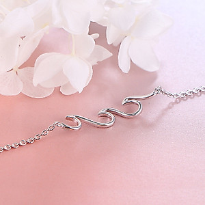 Wave Ocean Beach Sea Anklet for Women S925 Sterling Silver Adjustable Ankle Foot bracelet 10 Inch