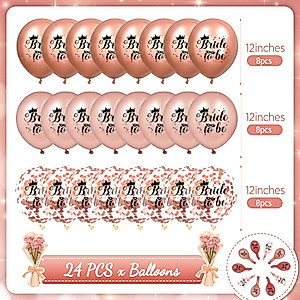 24 Pcs Rose Gold Bride To Be Balloons Bachelorette Party Decorations Rose Gold Bridal Shower Balloons Bachelorette Balloons for Wedding Bridal Shower Engagement Bachelorette Party Supplies