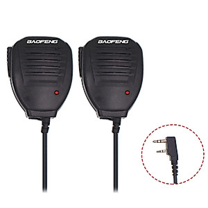 2 Pack BAOFENG Speaker Mic for UV-5R,BF-888S,UV-5R Plus,UV-5R Plus,UV-5R E Plus,UV-5R B,UV-B5,UV-82,UV-82L, 2 Pin Shoulder Microphone with a Strong Clip