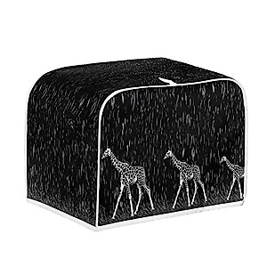 Salabomia Bread Toaster Cover 2 Slice, Giraffe Washable Bread Toaster Oven Dustproof Cover, Small Decorative Bread Maker Cover, Anti Fingerprint Toaster Covers, Black