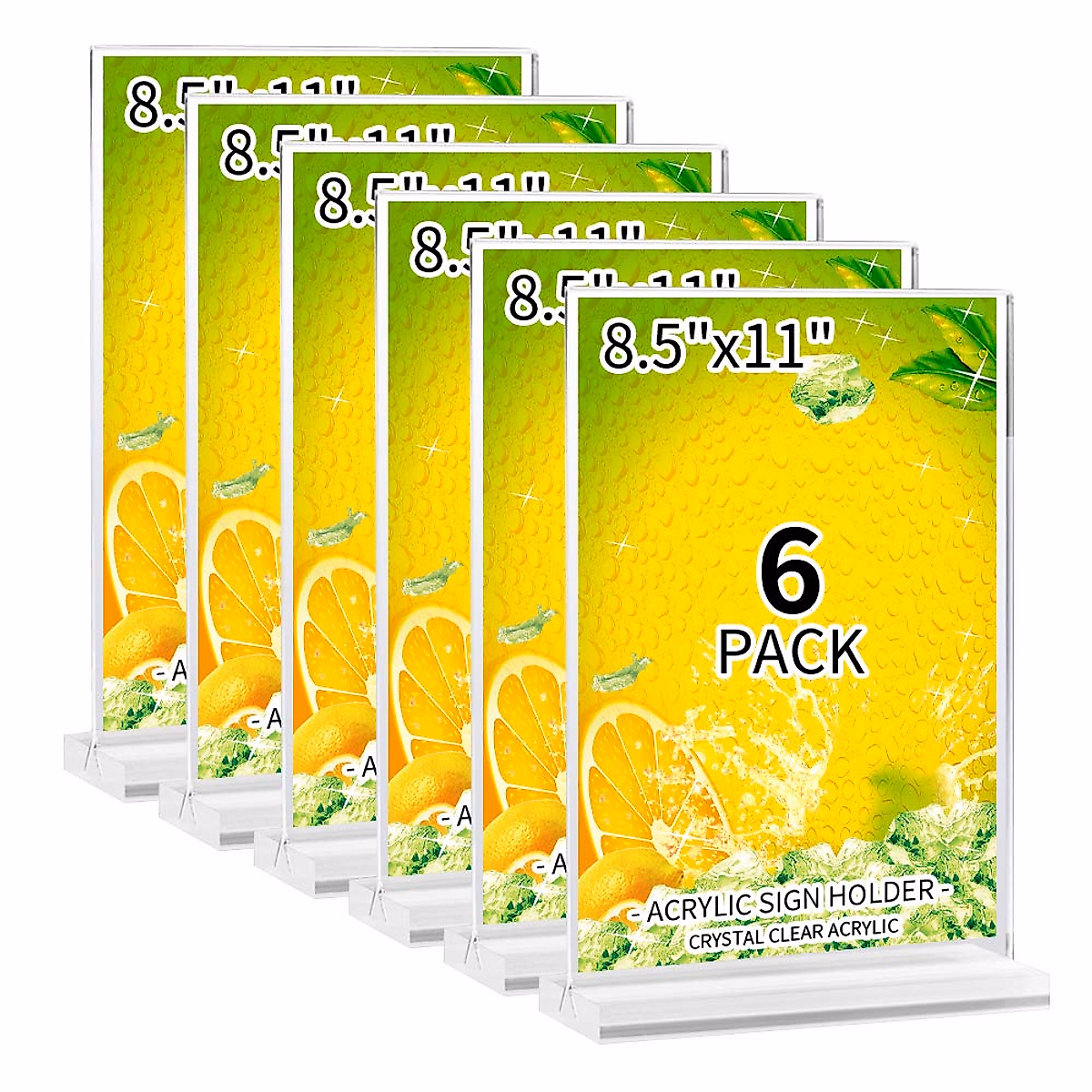 ikgopiz Acrylic Sign Holder 8.5 x 11-Acrylic T-Shaped Desktop Display Stand, Sign Holder,Menu ad Frame. Suitable for Restaurants, Promotions, Photo Frames, Events, Meetings (6 Pieces)