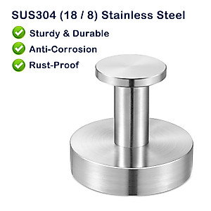 JAAWAN (2-Pack) Brushed Nickel Round Towel Hooks Wall Mounted, SUS304 Stainless Steel Bath Robe Towel Hooks for Bathroom Coat Clothes Hooks