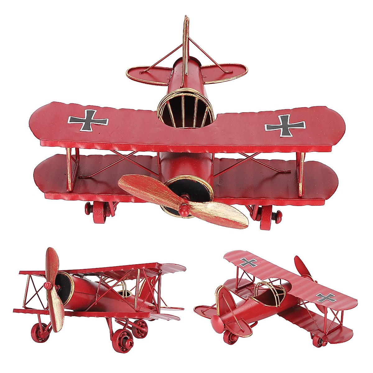 Retro Airplane Model, Red Metal Plane Model Aeroplane Model Toy, 21.1 X 18 X 7.7cm Highly Simulated Flying Toys, for Decoration, Gift
