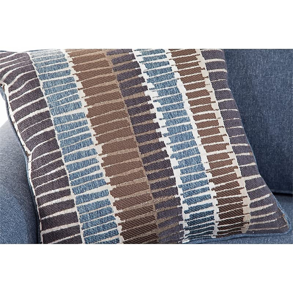 American Furniture Classics Series Model 8-020-A330V8 Loveseat with Two Abstract Chenille Pillows Love Seats, Indigo Blue