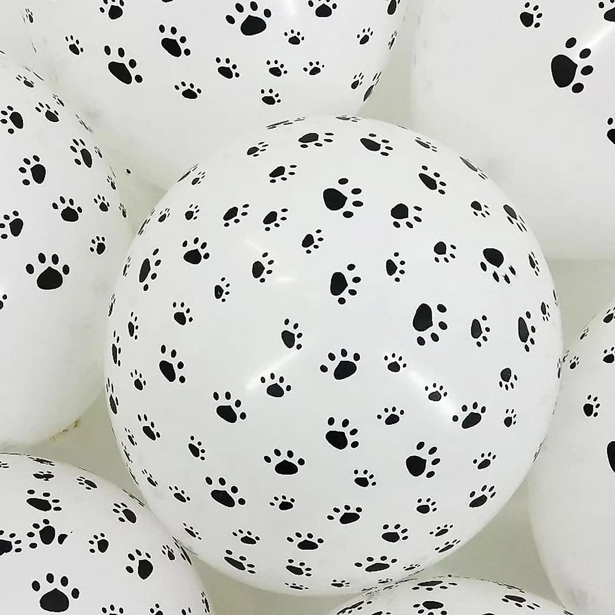 DelightBox Paw Prints-A-Round Biodegradable Latex Balloons, White with Black paw prints All-Around, 11-Inch (12-Units)