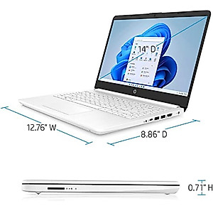 HP Portable Laptop, Student and Business, 14" HD Display, Intel Quad-Core N4120, 16GB DDR4 RAM, 64GB eMMC, 1 Year Office 365, Webcam, SD Card Reader, HDMI, Wi-Fi, Windows 11 Home, White, KKE Mousepad