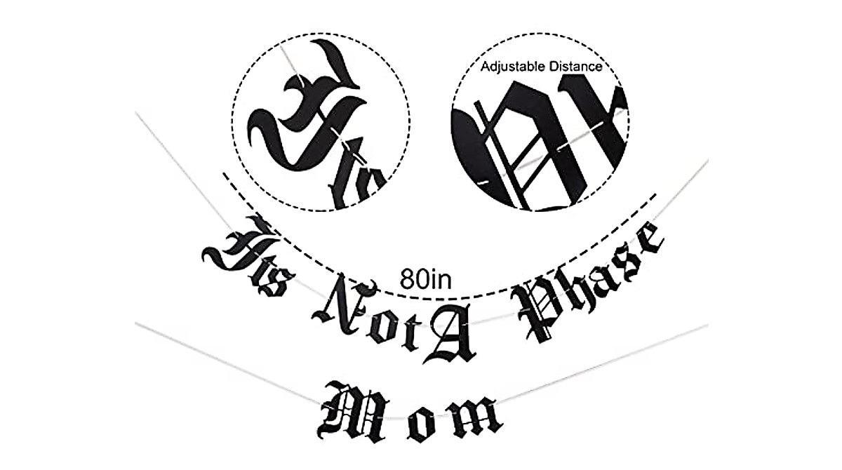 Emo 30th Birthday Banner - Its Not A Phase Mom Decor | MAMUXI