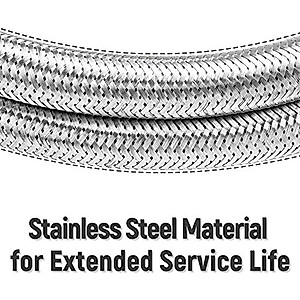 Bbqzone Propane Hoses and Fittings rv Quick Connect, 12-inch Stainless Braided RV Propane Hose Connector, Type 1 Tank Connection, 1/4 Male NPT, 2-Pack