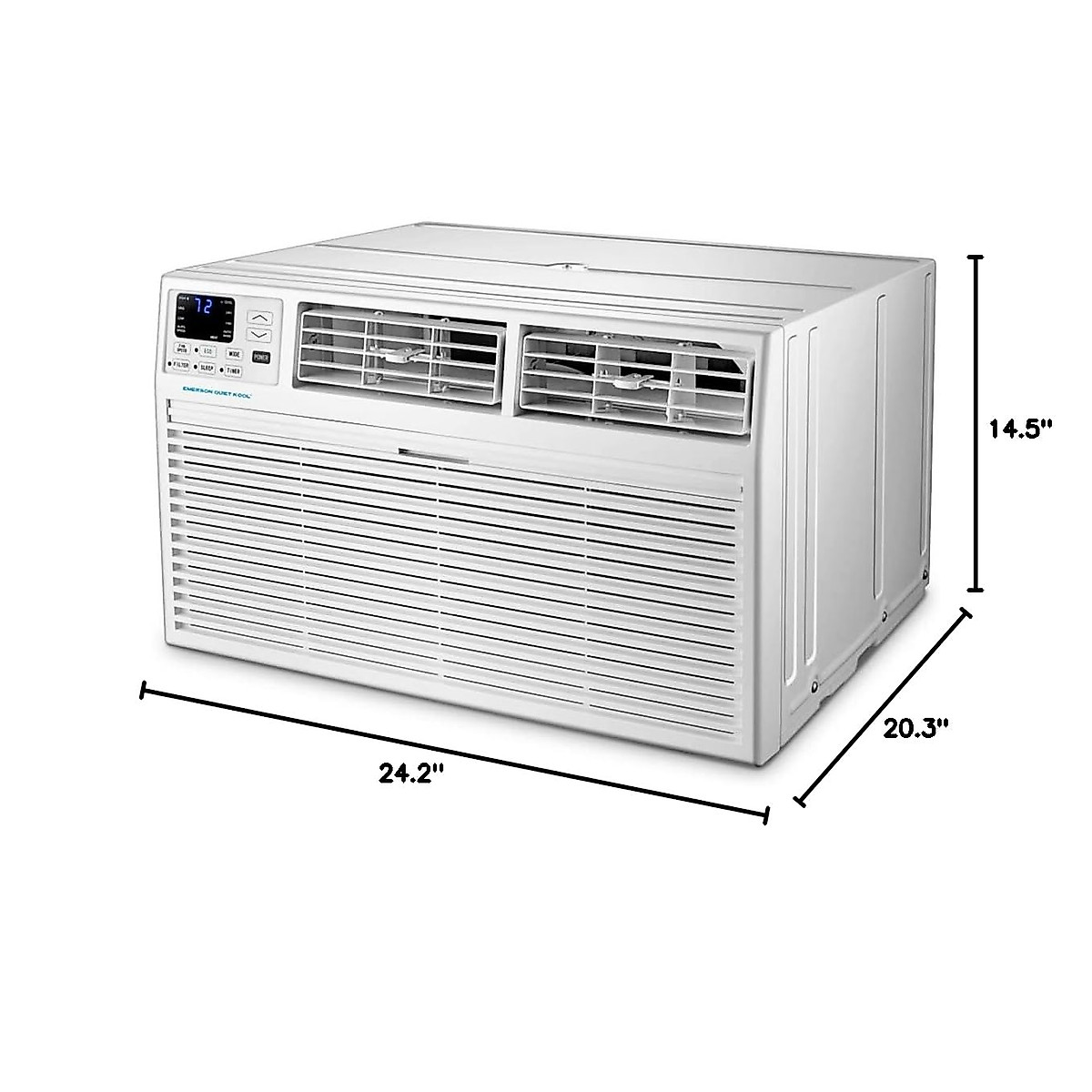 Emerson Quiet Kool 12,000 BTU 230V Through-The-Wall Air Conditioner with Remote Control | 4-in-1 AC, Heater, Dehumidifer, Fan | for Rooms up to 550 Sq.Ft. | 24H Timer | EATE12RD2T, 12000, White
