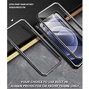 Poetic Spartan for iPhone 12/ iPhone 12 Pro 6.1 inch Case, Full-Body Rugged Dual-Layer Metallic Color Accent with Premium Leather texture Shockproof Protective Cover with Kickstand, Metallic Gun Metal