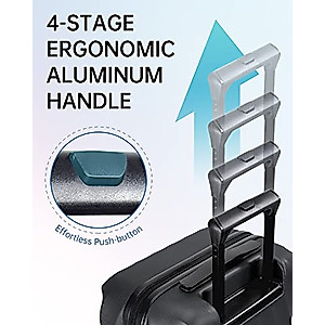 BAGSMART Carry On Luggage, PC Hardside Suitcase Airline Approved, 20 Inch Carryon Luggage with Spinner Wheels, Travel, Hard Shell Lightweight Rolling Suitcases for Men Women,Black