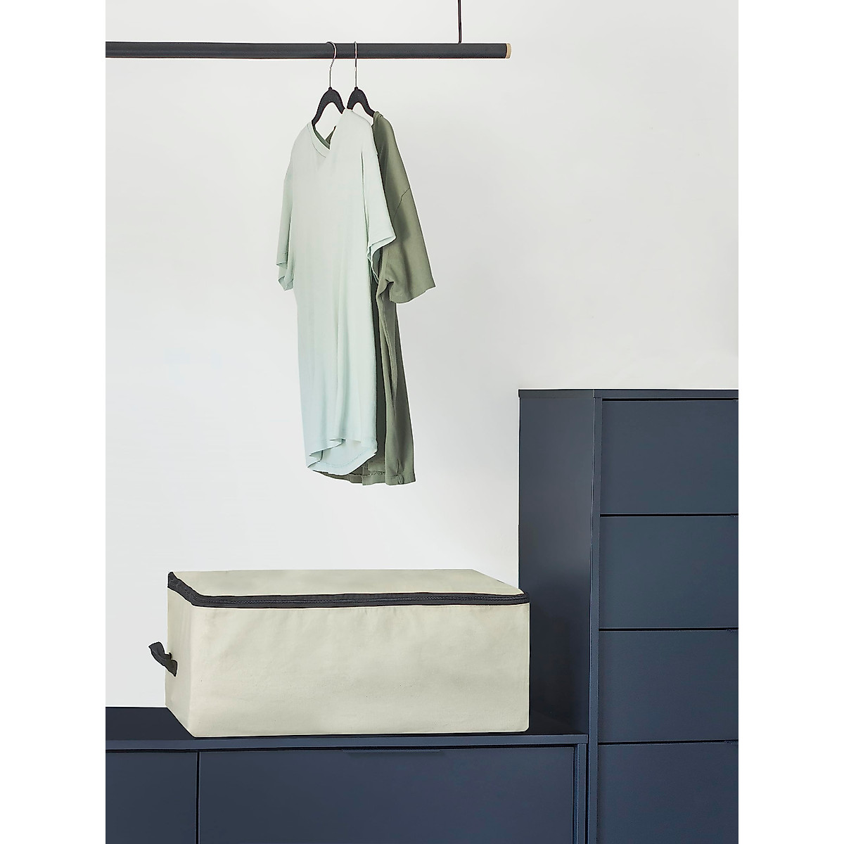 Canvas Storage Bags for Comforters and Blankets - X-Large Zippered Storage Bags for Blankets, Comforters, and Clothes - Easy Storage Under Bed, 100% Cotton, Breathable with Carrying Straps (2 Bags)