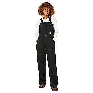Carhartt womens Loose Fit Washed Duck Insulated Biberall Overall, Black, 2X US