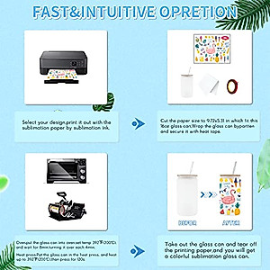 ZONEGRACE 4 Pack Frosted Sublimation Glass Blanks With Bamboo Lid,16 OZ Sublimation Beer Can Glass Cups,Drinking Glasses Jars Mugs Tumblers With Straw,Ideal for Whiskey,Iced Coffee,Juice,Soda,Water