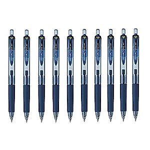Uni-ball Signo RT Rubber Grip & Click Retractable Ultra Micro Point Gel Pens -0.38mm-blue black Ink- Value Set of 10