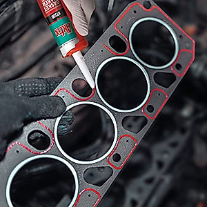 Akfix HT300 High Temp Silicone Sealant - RTV Gasket Maker, High Heat Silicone Sealant, Waterproof Seam&Gasket Sealer for Automotive, 100% Silicone Flexible Gap Filler | 1-Pack, 10.5 Oz. Red