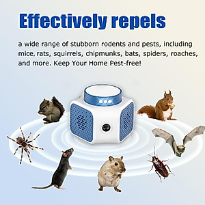 Mice Repellent Plug-in, Ultrasonic Pest Repeller Electronic Rodent Repellent Indoor Squirrel Repellent Bat Removal for Attic Garage RV Basement House Barn Warehouse