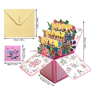 Christmas Card Pop Up Cards 3D Popup Cards Best Mom Christmas Pop Up Cards with Note Card and Envelope for Christmas Gifts Birthday Cards Thinking of You Mom Christmas Cards