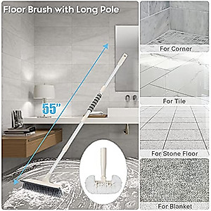 RMAI Floor Scrub Brush with Long Handle, Floor Brush Scrubber, Shower Cleaning Brush for Deck, Bathroom, Tub, Tile, Grout, Kitchen, Wall, Swimming Pool, Patio, Garages