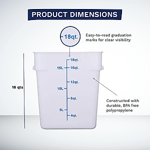 CenPro 29A-060 Square Food Storage Container - 18 Qt. Capacity - White - NSF