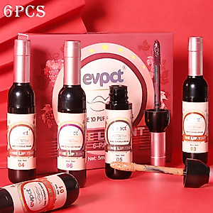 6 Colors Matte Red Wine Liquid Lipstick Pack Set,Wine Lip Tint Long Lasting 24 Hour Waterproof Velvet Nonstick Cup Lipgloss Lip Stain Pigmented Lip Makeup Gift Sets for Girls and Women Labiales