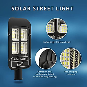 BNT 300W Solar Street Lights Outdoor, 30000LM LED Solar Flood Light, Dusk to Dawn Super Bright LED Solar Powered Street Light with Remote Control, for Yard, Parking Lot, Stadium