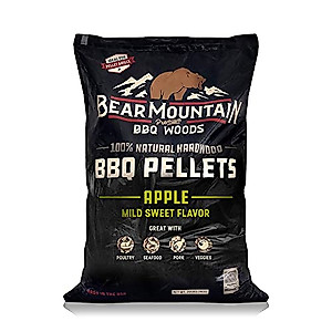 Bear Mountain BBQ All Natural Hardwood Gourmet Blend, Hickory, and Apple Smoker Pellets for Outdoor Grilling, 20 Pound Bag Each