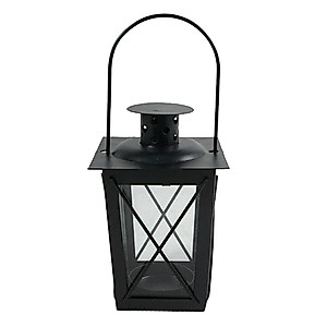 Homyl Metal Lantern Garden Lantern Wind Light Lantern Candle Holder Home Garden - Black, 6.69inch Height