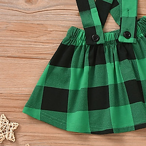 Toddler Baby Girls St Patrick's Day Outfits Suspender Skirt Shamrock Clover Dresses (Green, 3T)
