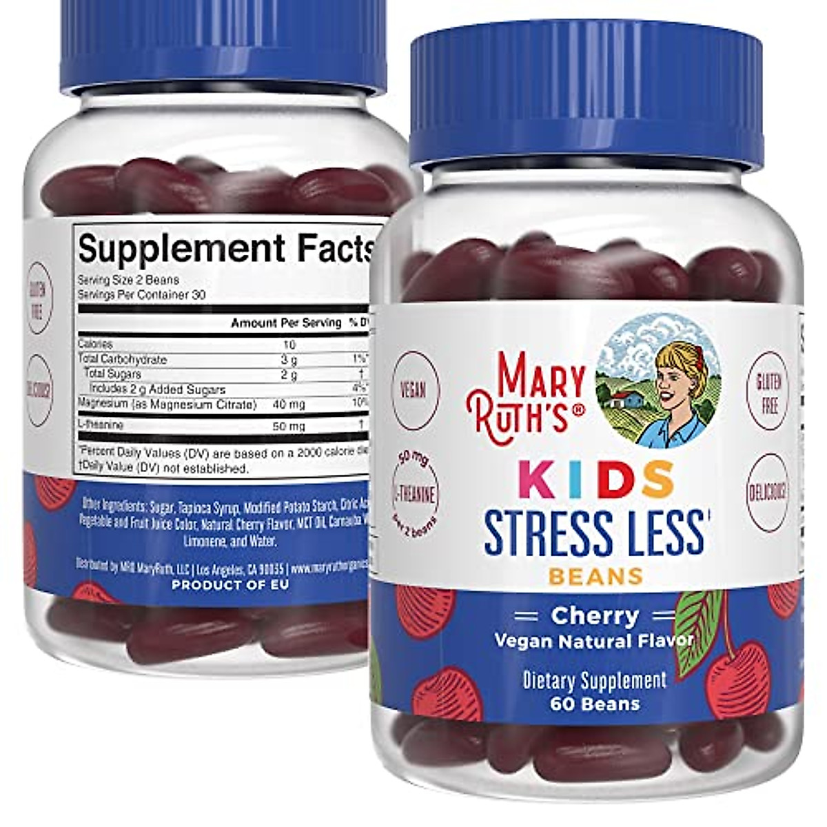 Stress Relief Vita-Beans for Kids & Kids Multivitamin Gummies Bundle by MaryRuth's | Magnesium Citrate & L-Theanine | Natural Calm, Relaxation, Stress and Mood Support | Immune Support