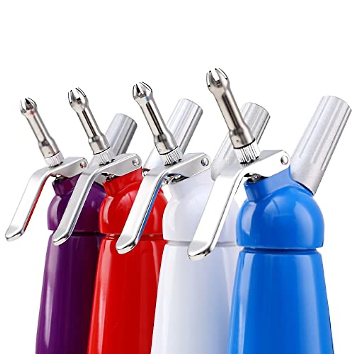 GreatWhip Whipped Cream Aluminum Dispenser Highly Durable Whip Cream Maker 500ml /1 Pint Large Capacity Cream Whipper with 3 Stainless Steel Nozzles & Cleaning Brush (White)