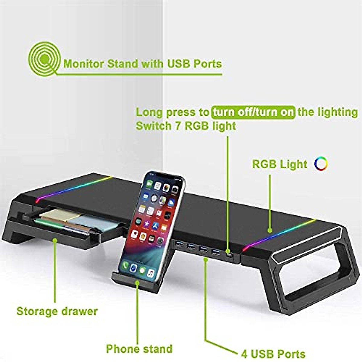 Monitor Stand Foldable Riser Stand, Computer Monitor Riser with USB Port 4pcs, Monitor Stand Computer Monitor Stand