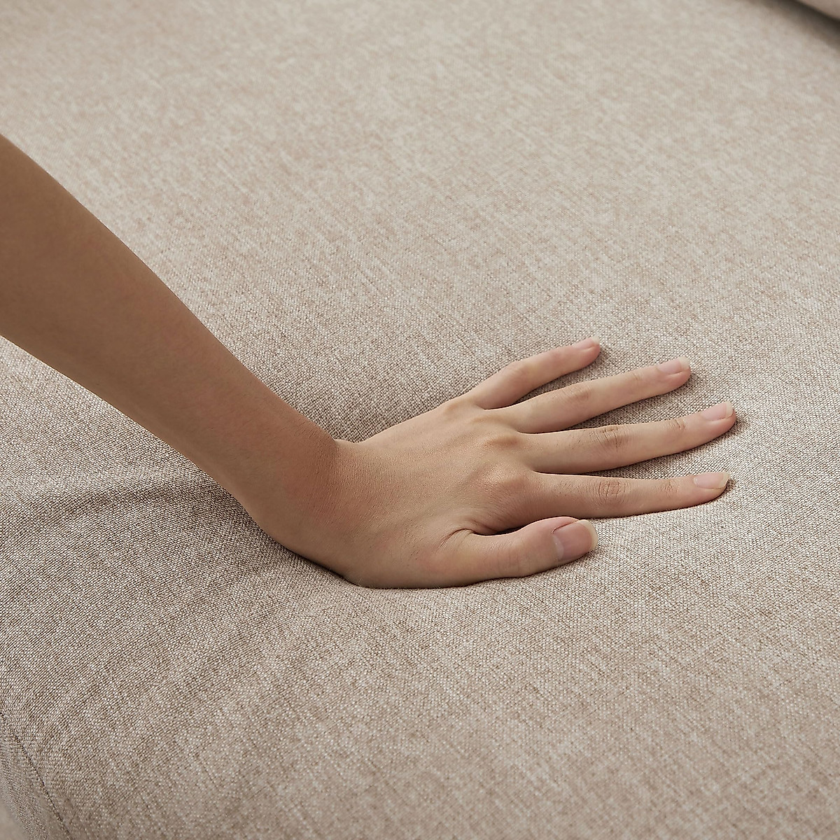 Tornama 101" Sectional Sofa Couch, Modern Polyester Convertible U Shaped Couch with Double Chaise and Storage Pocket, 4-Seat Sofa Set for Living Room, Beige