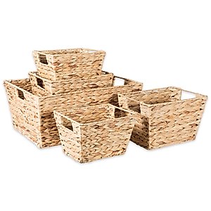 DII Hyacinth Collection Storage Baskets, Large Set, Assorted Sizes, Natural, 5 Piece