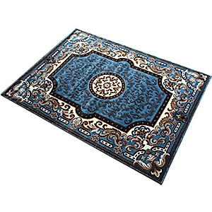 Kingdom Traditional Area Rug Design D 123 Blue (5 Feet X 7 Feet)