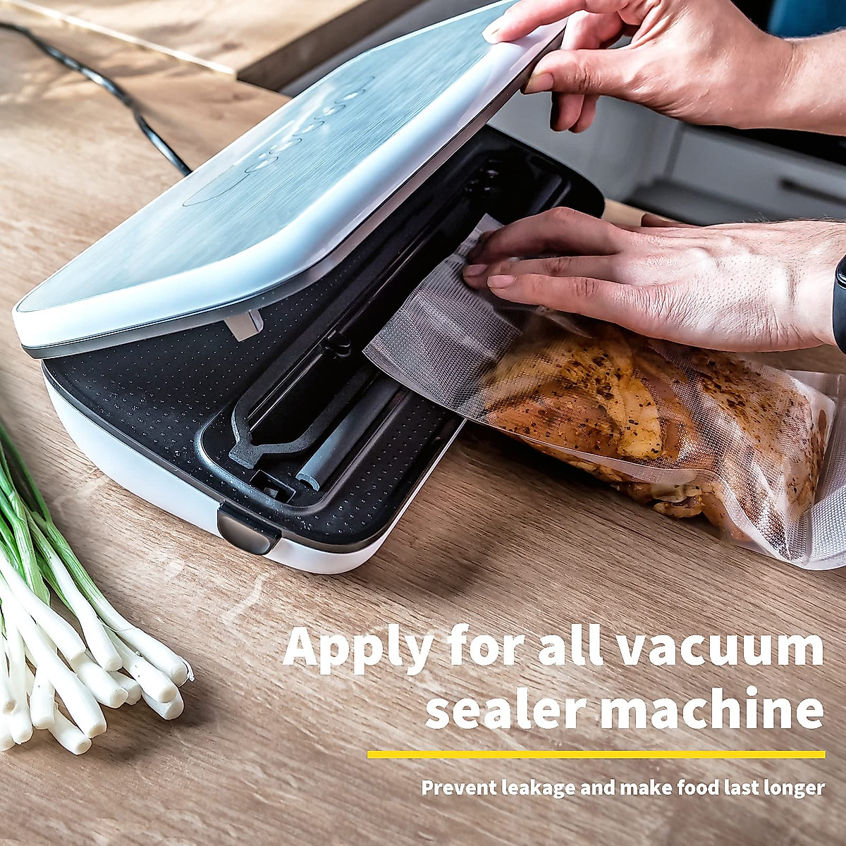 Happy Seal Vacuum Sealer Bags Rolls 8"x16' 2Pack, Seal a Meal, Commercial Grade, BPA Free Heavy Duty Great for Food Storage, Meal Prep or Sous Vide