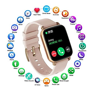 Wwzzey Smart Watch for Women Answer/Make Calls, 1.7" Waterproof Fitness Watch with Heart Rate/Blood Oxygen/Sleep Monitor, Ai Voice, Women Watches for Android/iPhone.