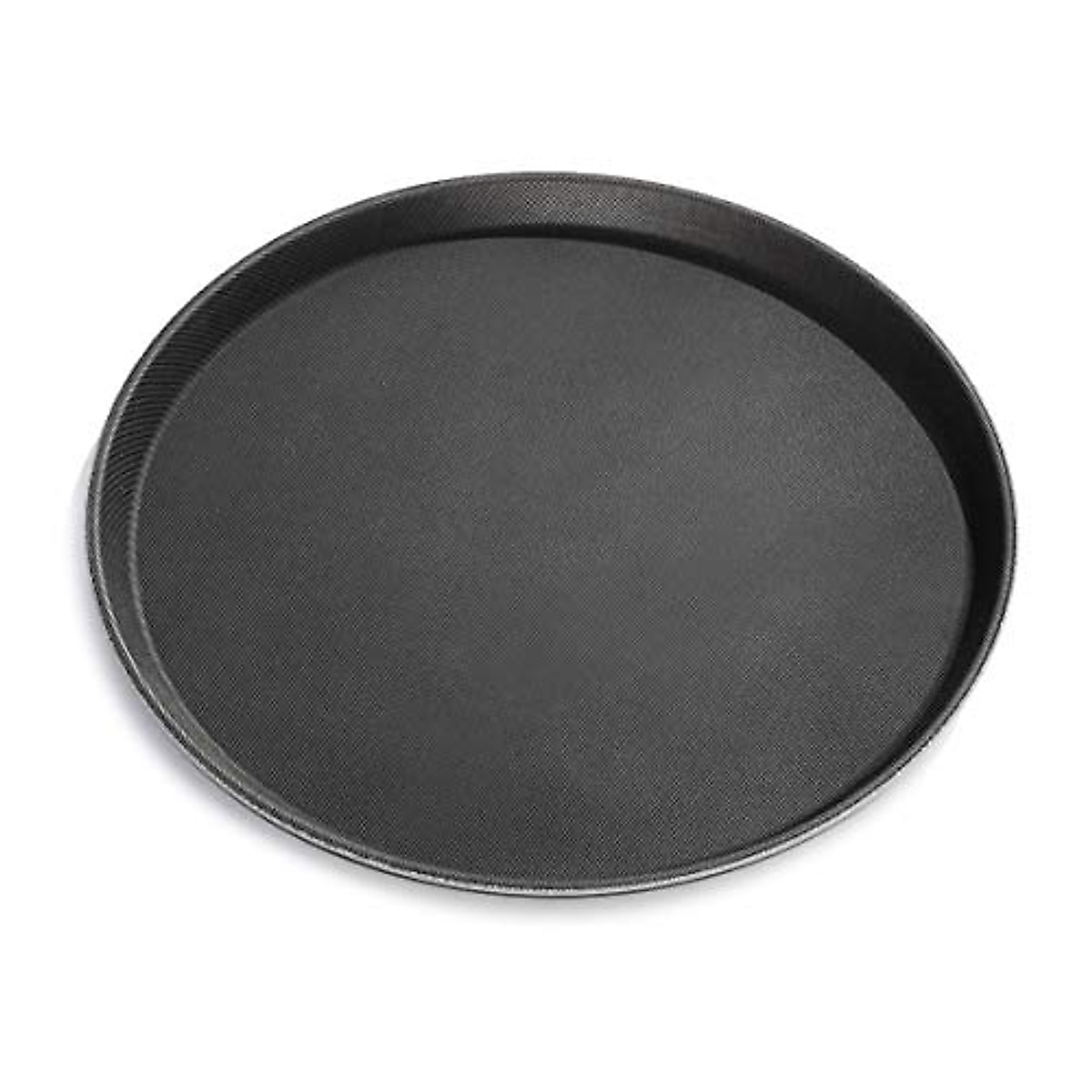 New Star Foodservice 24913 Non-Slip Tray, Plastic, Rubber Lined, Round, 11-inch, Black