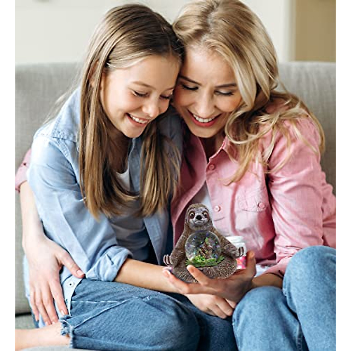 CoTa Global Sloth Snow Globe Decor - Beautiful Pink Sparkle Snow Sloth Figure Decor, Unique Snow Globes for Kids and Adults, Collectible Glitter Globes Ornament for Home, Birthday, Christmas - 45mm