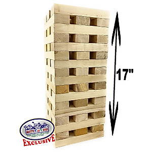 Mɑtty's Toy Stop Deluxe 51pc Giant Wood Tower Stacking Game with Storage Bag (Starts 17" Tall)