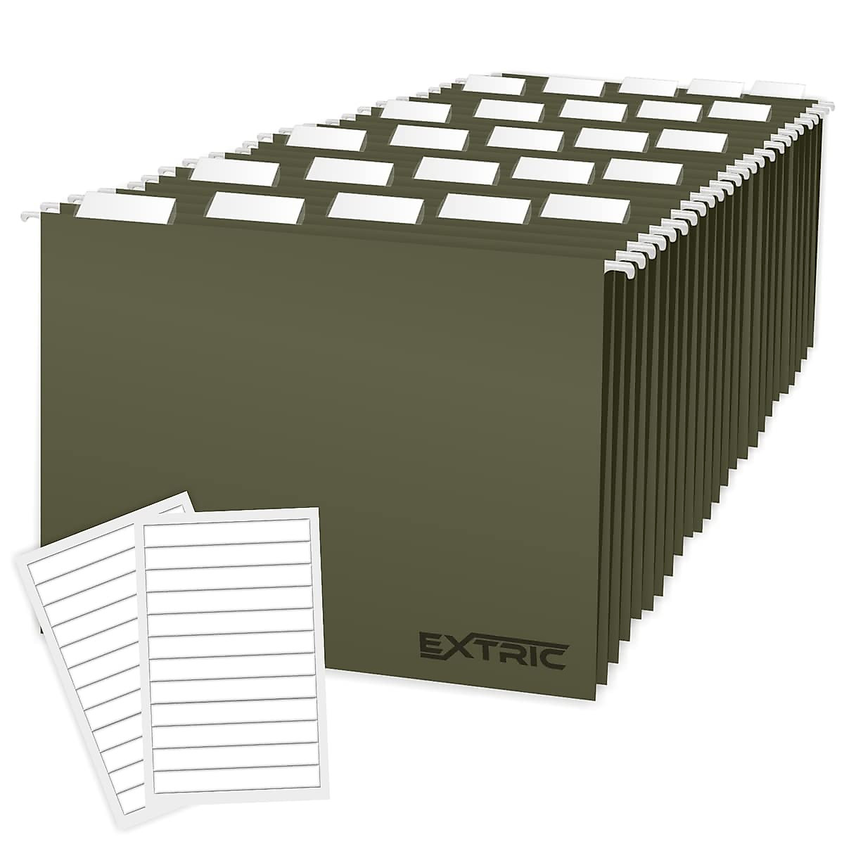 Hanging File Folders Letter Size, Hanging Files 25 Pack 1/5 Cut Heavyweight 180 GSM Reinforced Green File Cabinet Folders