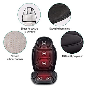 Snailax Chair Massager, Back Massager with Heat, 5 Vibration Massage Nodes, Massage Chair Pad, Seat Chusion, Gifts for Men