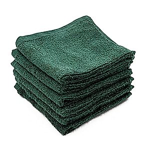 Linteum Textile 12 Piece Face Towel Set, 12x12 Inch, 100% Soft Cotton 16 Single Ring Spun Premium Washcloths Absorbent Durable Luxurious Face Towel (Hunter Green)